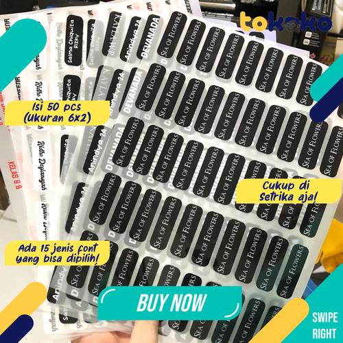 Jual Stiker Nama Label Printing DTF per 50 pcs Sablon Setrika Satuan ...