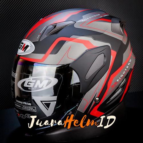 Jual GM HELM FIGHTER GV2 / BLACK RED DOFF / RAINBOW SINGLE VISOR - M ...