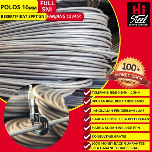 Jual Besi Beton Polos Full SNI 16mm - Merk LS / KSTY / IWS / LTS / AS ...
