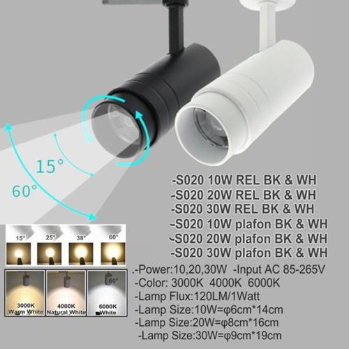 Jual lampu led track rell /plavon 10w cob spot sorot s020 putih/kuning ...