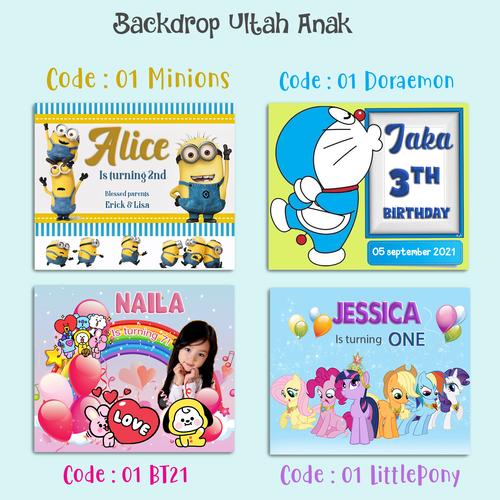 Jual Backdrop ulang tahun custom request design bisa tambah foto ...