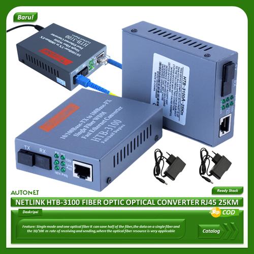 Jual Netlink HTB-3100 Fiber Optical Media Converter RJ45 20KM 10/100M A ...