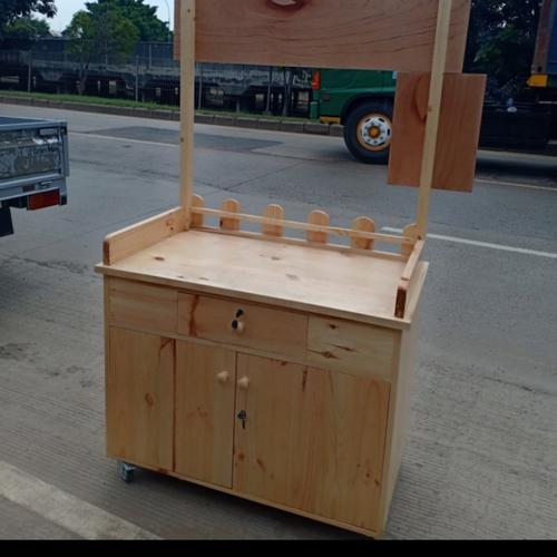 Jual gerobak/ booth portable/ gerobak dorong booth/ kayu jati Belanda/1 ...