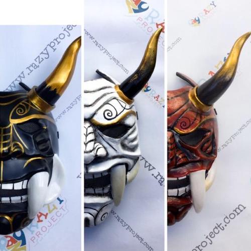 Jual Samurai Oni Japan Demon Setan Halloween Mask Topeng Kayu Cosplay ...