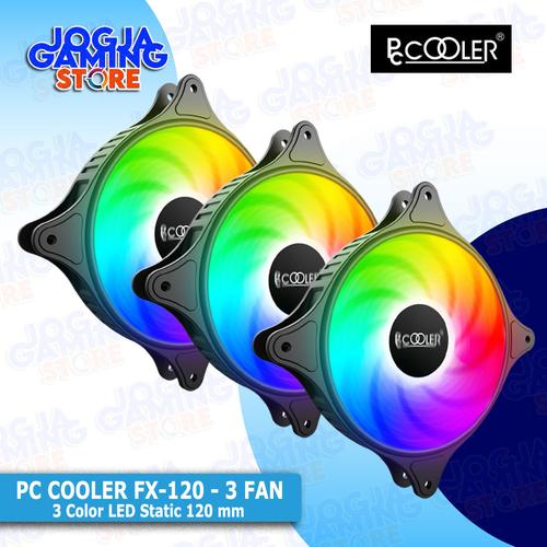 Jual Paket 3 Fan PC COOLER FX-120 Rainbow LED Static Fan 120 mm - Hitam ...