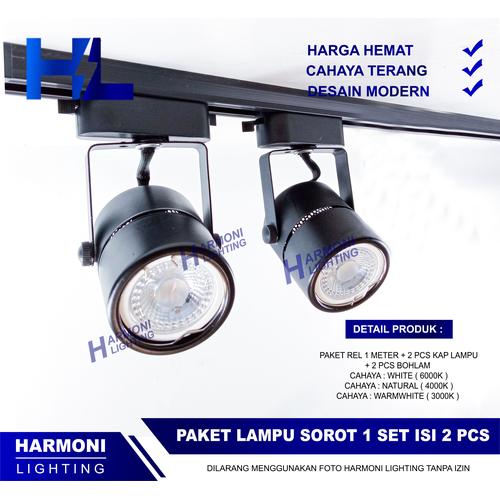 Jual Paket 1 Set isi 2 Lampu Rell Track Light Sorot LED Spotlight Spot ...