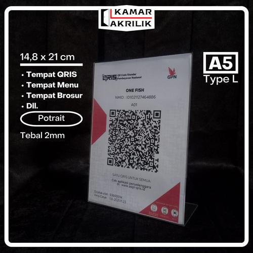 Jual Acrylic Display A5 L Potrait 2mm Bening/ Tempat QRIS/ Brosur/ Menu ...