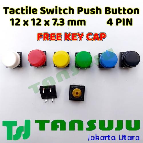 Jual Push Button Tactile Switch 12x12x7.3mm 4Pin Free Cap TekanOn ...