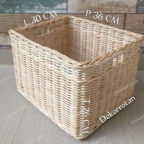 Jual keranjang persegi laundry rotan wadah tempat penyimpanan / kotak ...