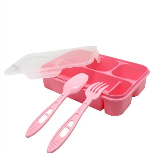 Jual Golden Lemon Lunch Box Kotak Makan Sekat Tutup Sendok Garpu ...