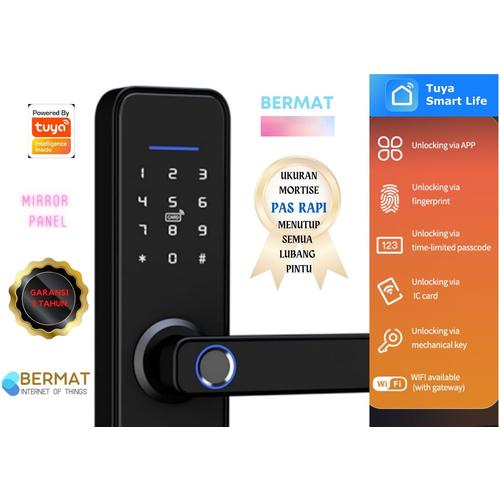 Jual Smart Door Lock Kunci Digital Fingerprint Card Wifi Tuya Mortise ...