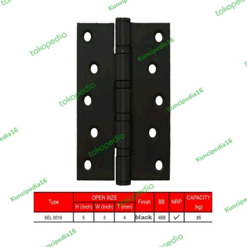 Promo Engsel Pintu 5" Original KEND Hinge SEL0019 (4BB NRP) BLACK - SEL ...