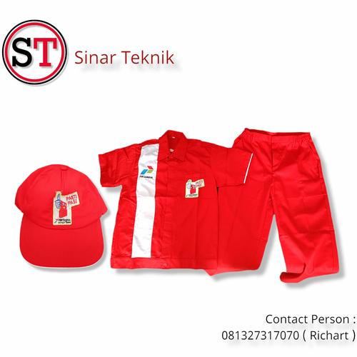 Jual seragam operator SPBU pria warna merah ( Seragam + topi ) - Merah ...