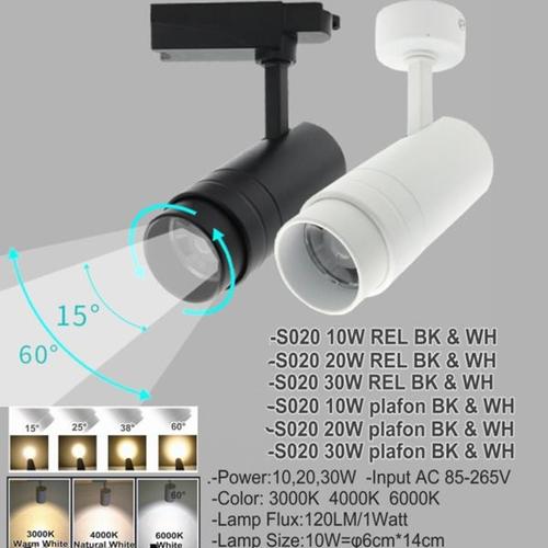 Jual lampu led track rell /plavon s020 cob spot sorot 20w putih/kuning ...