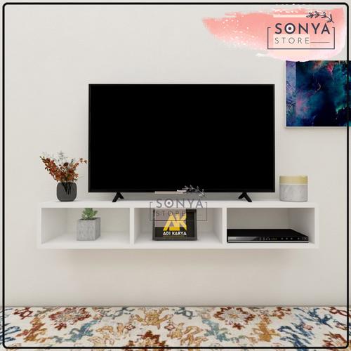 Promo Rak TV Tempel Dinding Minimalis Dekorasi Rumah Gantung Kayu ...