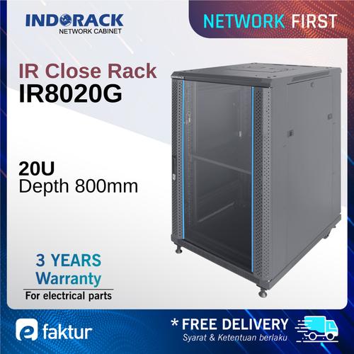 Jual IR8020G Indorack Close Rack 20U Depth 800mm Glass Door Rak Server ...