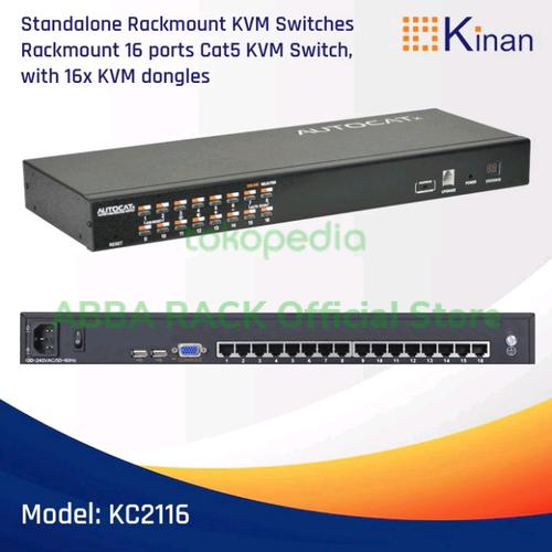 Jual Kinan Rack mount 16 port Cat5 KVM Switch, with 16x KVM dongle - Jakarta Pusat - ABBA RACK ...