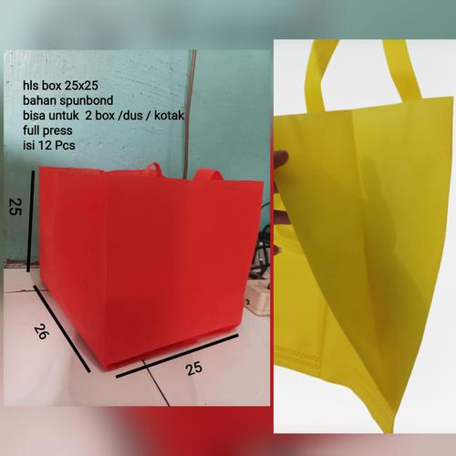 Promo tas hls press box 25x25 isi 12pcs,tas spunbond tas box nasi besek ...