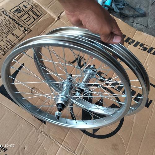 Jual Velg sepeda ukuran 16 inci depan belakang besi kuat. wheelset 16 ...