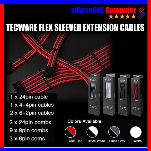 Jual Tecware Flex Sleeved Extension Cables Set 24PIN 8PIN 6PIN - BLACK ...