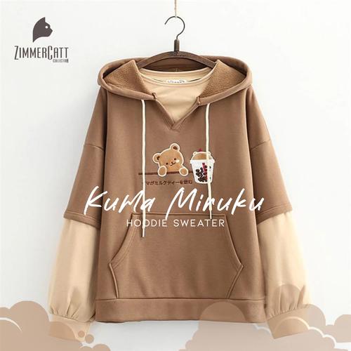 Jual Hoodie Wanita Kekinian Lucu Sweater Japanese Style Kuma Miruku - L ...