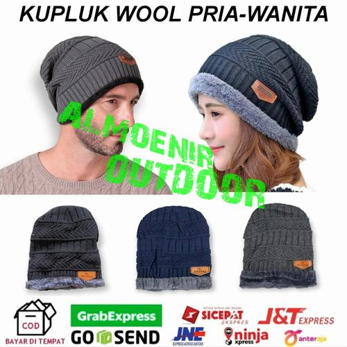 Jual topi kupluk musim dingin beanie hat rajut wool pria wanita - grey ...
