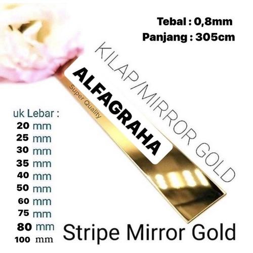 Jual LIST PLAT STRIP MIRROR GOLD 305 CM X 100mm X 0,8MM STAINLESS ...
