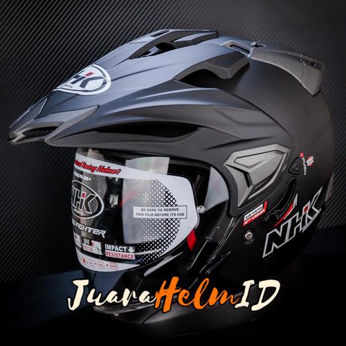 Jual NHK HELM PREDATOR CRYPTON SOLID / BLACK DOFF / HALFFACE DOUBLE ...
