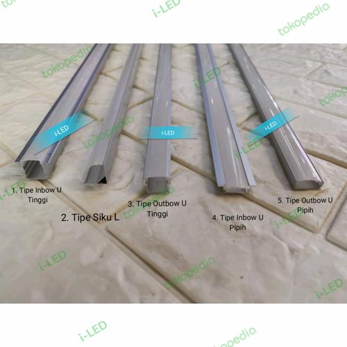 Jual Rumah Lampu Led Strip 1m 1 meter Casing Lis List Aluminium Silver ...
