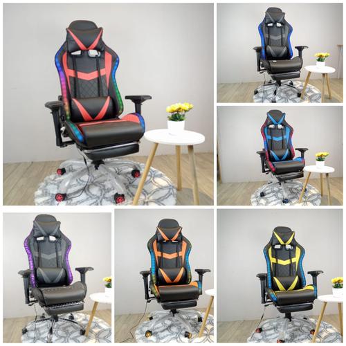 Promo Bangku Gaming LED Kursi Gaming Hidrolik Chair RGB LED Kulit ...