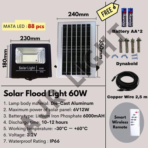 Jual 60 Watt LAMPU SOROT LED SOLAR PANEL CELL PREMIUM PANEL UPGRADE ...