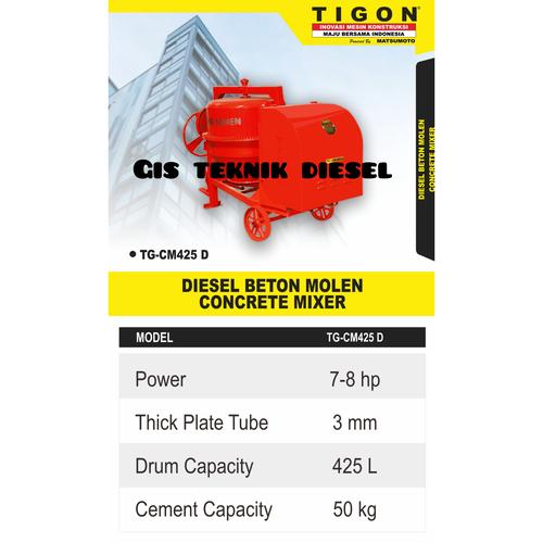 Jual BETON MOLEN CONCRETE MIXER SEMEN TIGON 500 LITER LENGKAP MESIN - Kab. Tangerang - Gis ...