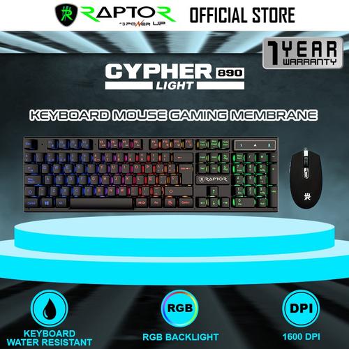 Jual Keyboard Mouse Combo Gaming Wired RAINBOW RGB Light RAPTOR Cypher ...