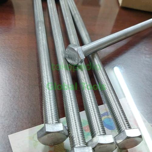 Jual baut hex ss m12x200 full drat Hex bolt sus304 m12 x 200 kunci 19 ...