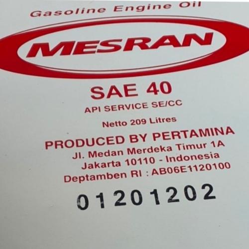 Jual Oli Pertamina Mesran 40 Sae 40// 209Liter - Kab. Tangerang ...