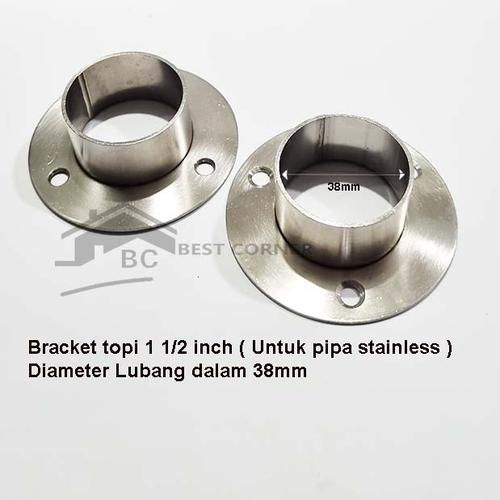 Jual Bracket Topi 1 1/2 inch Stainless / Dop Pipa Bulat / Sambungan ...