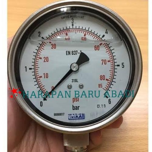 Jual Pressure Gauge WIKA Full Stainless 4" inch 6 Bar 85 Psi - Jakarta ...