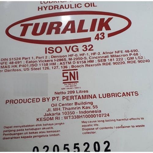 Jual Oli Pertamina Turalik 43 ISO VG 32//209Liter - Kab. Tangerang ...