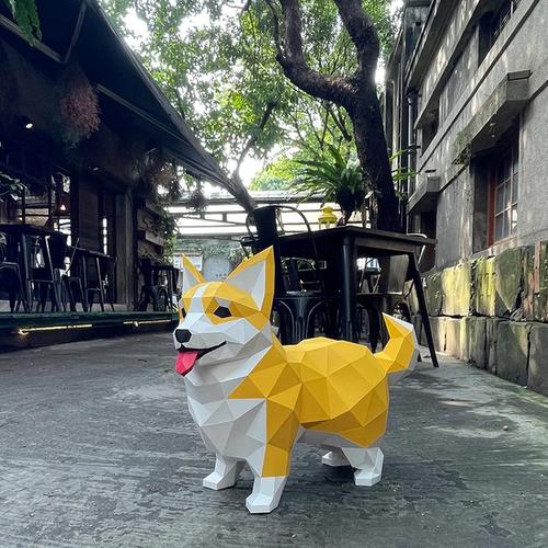 Jual DIY REAL SIZE Papercraft Anjing Corgi Puzzle Hiasan Kamar Ruangan ...