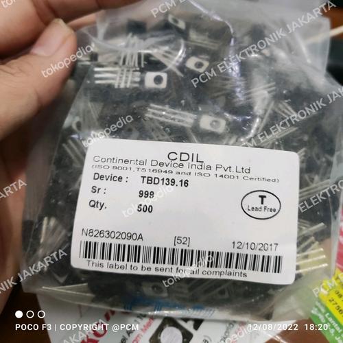Jual transistor tr npn bd139 bd 139 cdil asli india - Jakarta Barat - PCM ELEKTRONIK JAKARTA ...