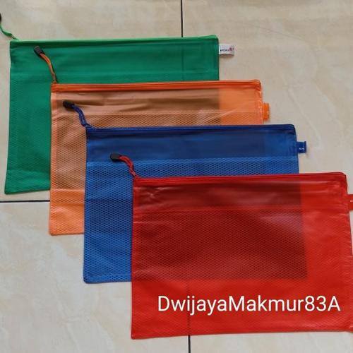 Jual Map Buku Sekolah / Map Zipper Bag Folio F4 (12 buah) - Biru ...