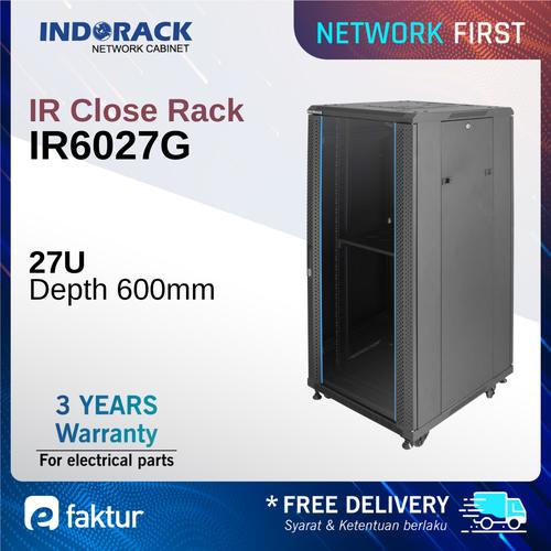Jual IR6027G Indorack Close Rack 27U Depth 600mm Glass Door Rak Server ...