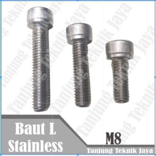 Jual Baut L stainless 8M 8mm / Stanlis / Stenlis / Baut LSS M8 8mm - 8X15 - Kota Surabaya ...