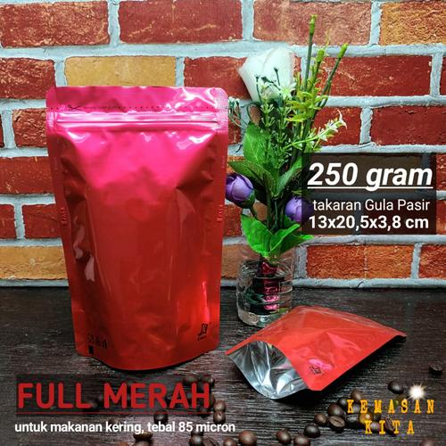 Jual STANDING POUCH 250 GRAM FULL ALUMUNIUM PLASTIK KLIP KEMASAN ...