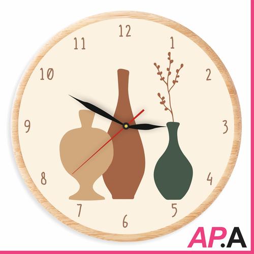 Jual Jam Dinding Kayu Motif Vas Estetik Dekorasi Ruang Tamu Minimalis ...