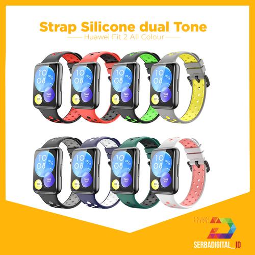 Promo Strap Rubber Dual Tone For Huawei Watch Fit 2 Soft Silicone ...