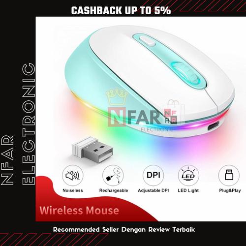 Jual Mouse Wireless Rechargeable Silent Click Mouse Gaming RGB Lampu ...