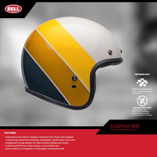 Promo Helm Bell Custom 500 Riff Sand Yellow Open Face Retro - M Cicil 0 ...