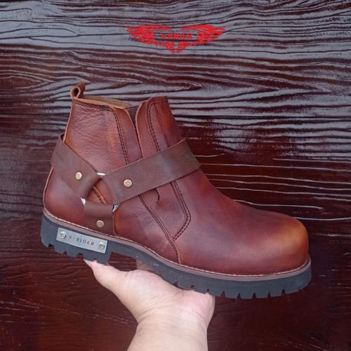 Promo Safety Boots Xrider Kulit Asli Touring Steel Toe Maroon - 45 ...