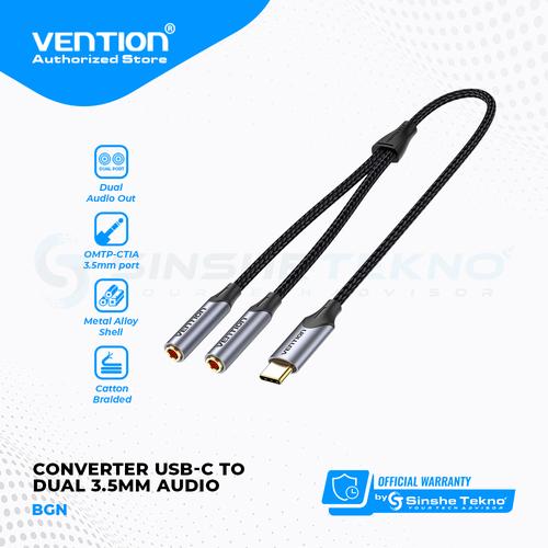 Jual Vention kabel Usb Type C To Dual Aux 3.5mm Audio Splitter - BGN ...